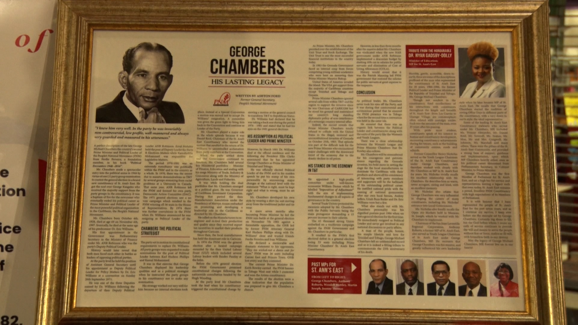 NALIS Launches George Chambers Commemorative Exhibition - TTT News