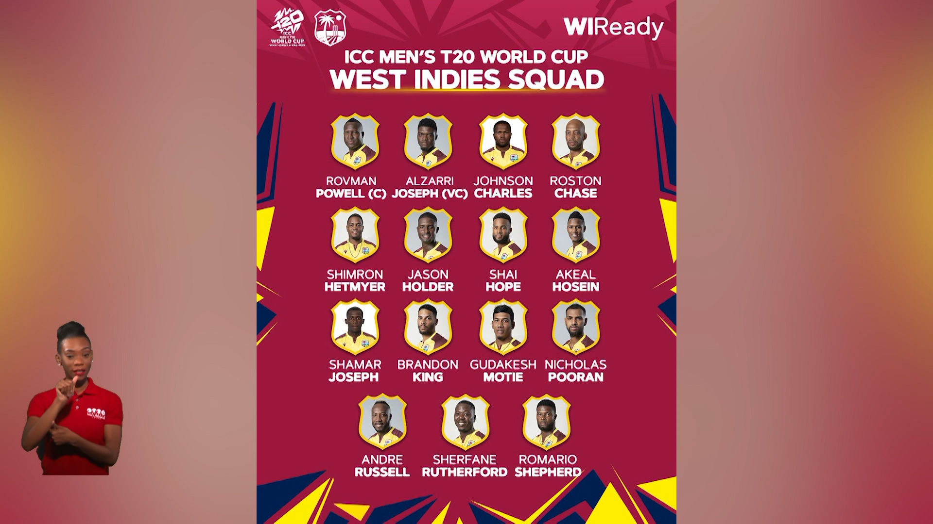 West Indies World Cup Squad - TTT News