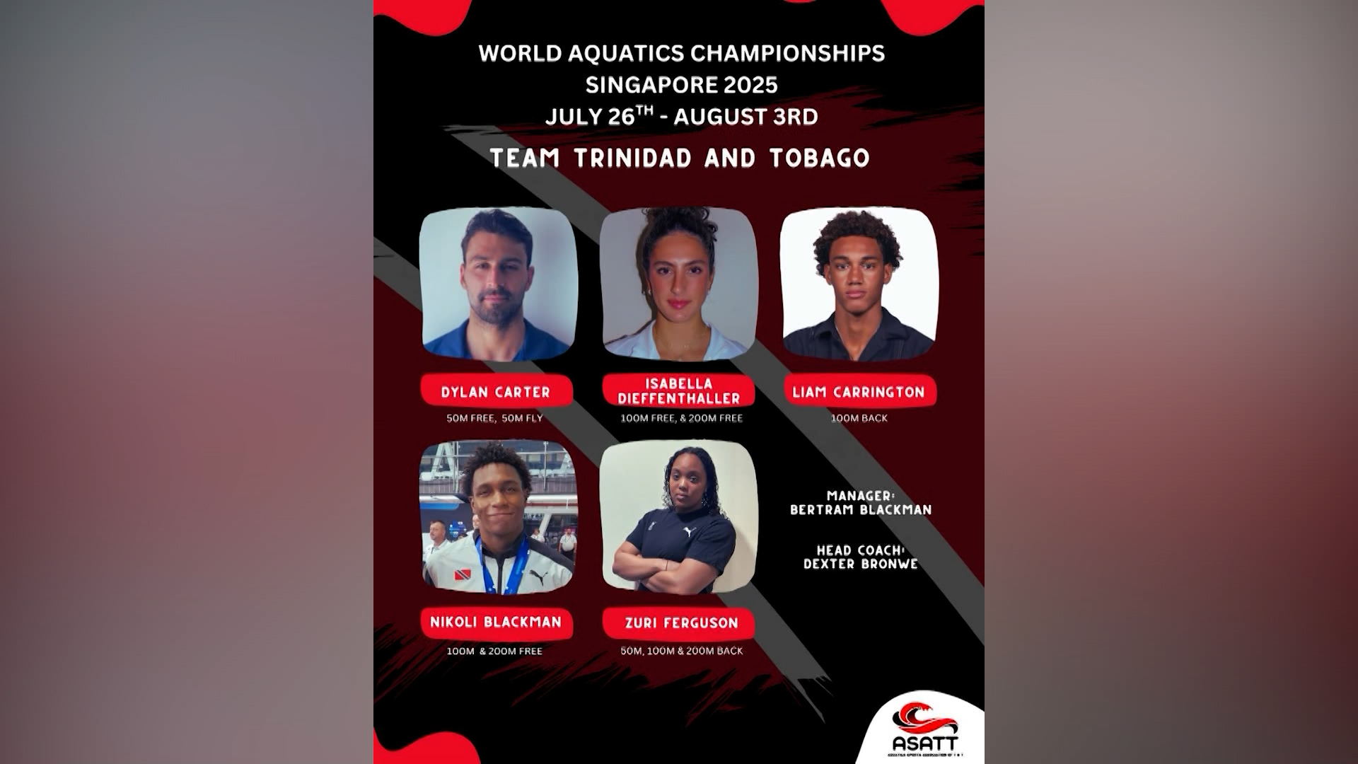 T&T Sends Five-Member Team To World Aquatics Championships - TTT News