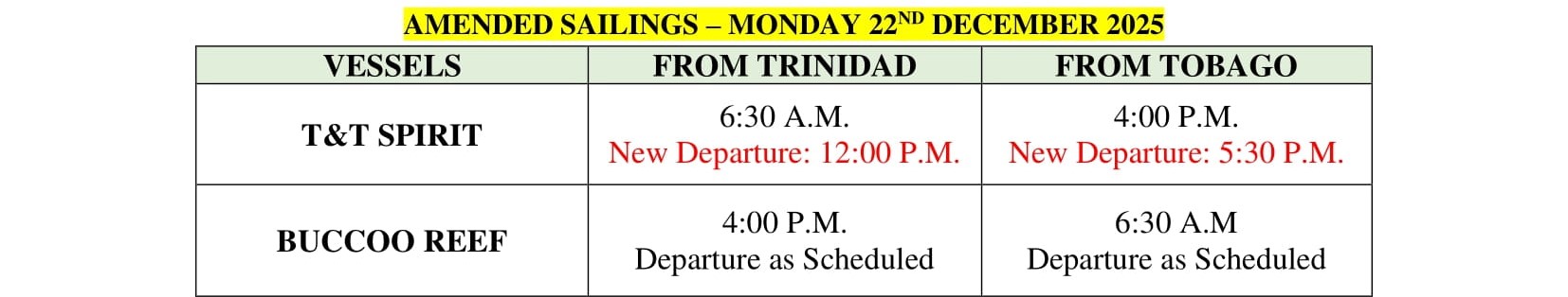 TTIT Confirms Delayed Sailing Of The T&T Spirit This Afternoon - TTT News