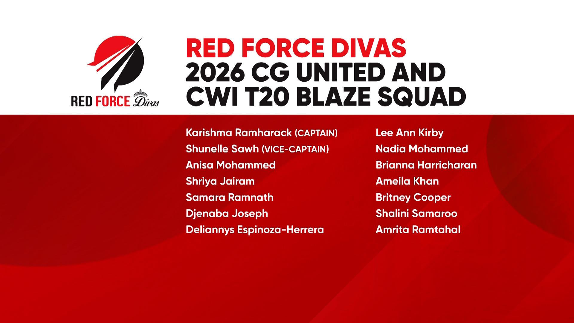 TT Red Force Divas Squad Announced For Regional Tournaments - TTT News