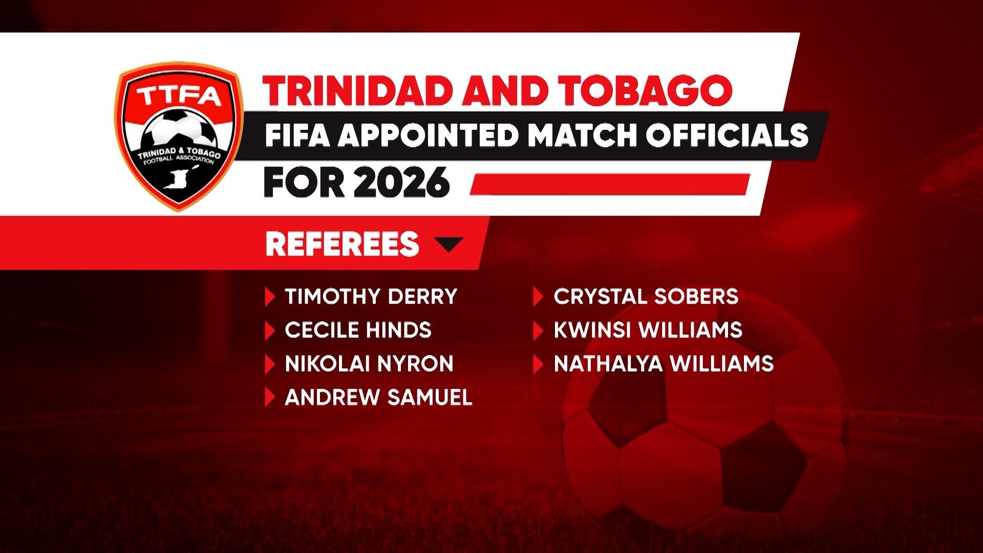 Fourteen T&T Officials Appointed To FIFA Referees Panel For 2026 - TTT News